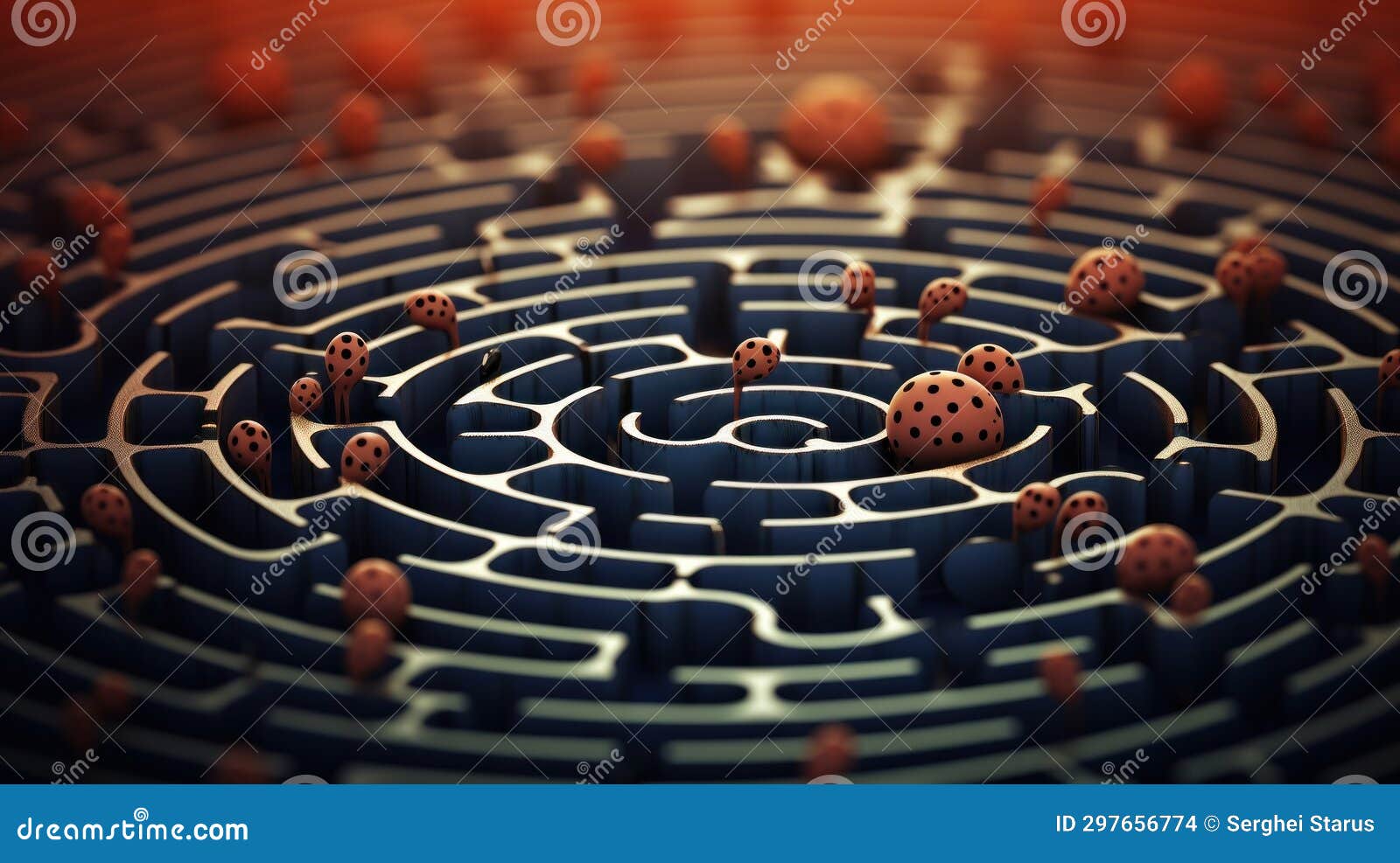 A Maze with Many Small Balls in it, AI Stock Illustration ...