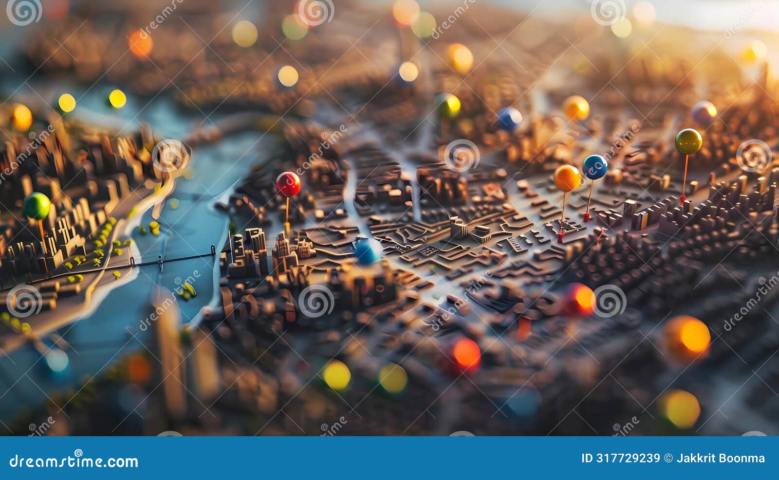 Maze Map of the City with Colorful Pins, Generative AI Illustrations ...