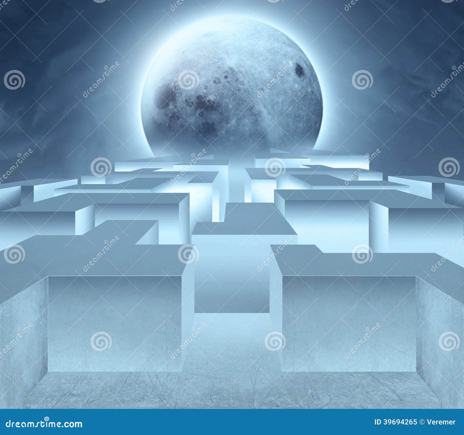 Maze and moon. stock illustration. Illustration of heaven - 39694265