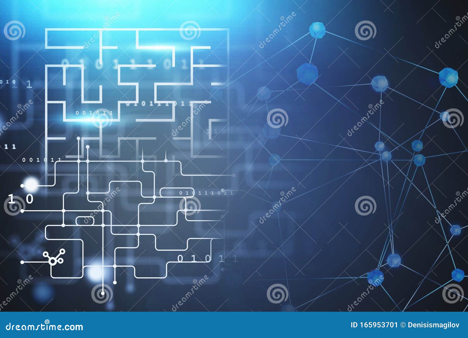Maze and Network Concept on Blue Stock Illustration - Illustration of ...