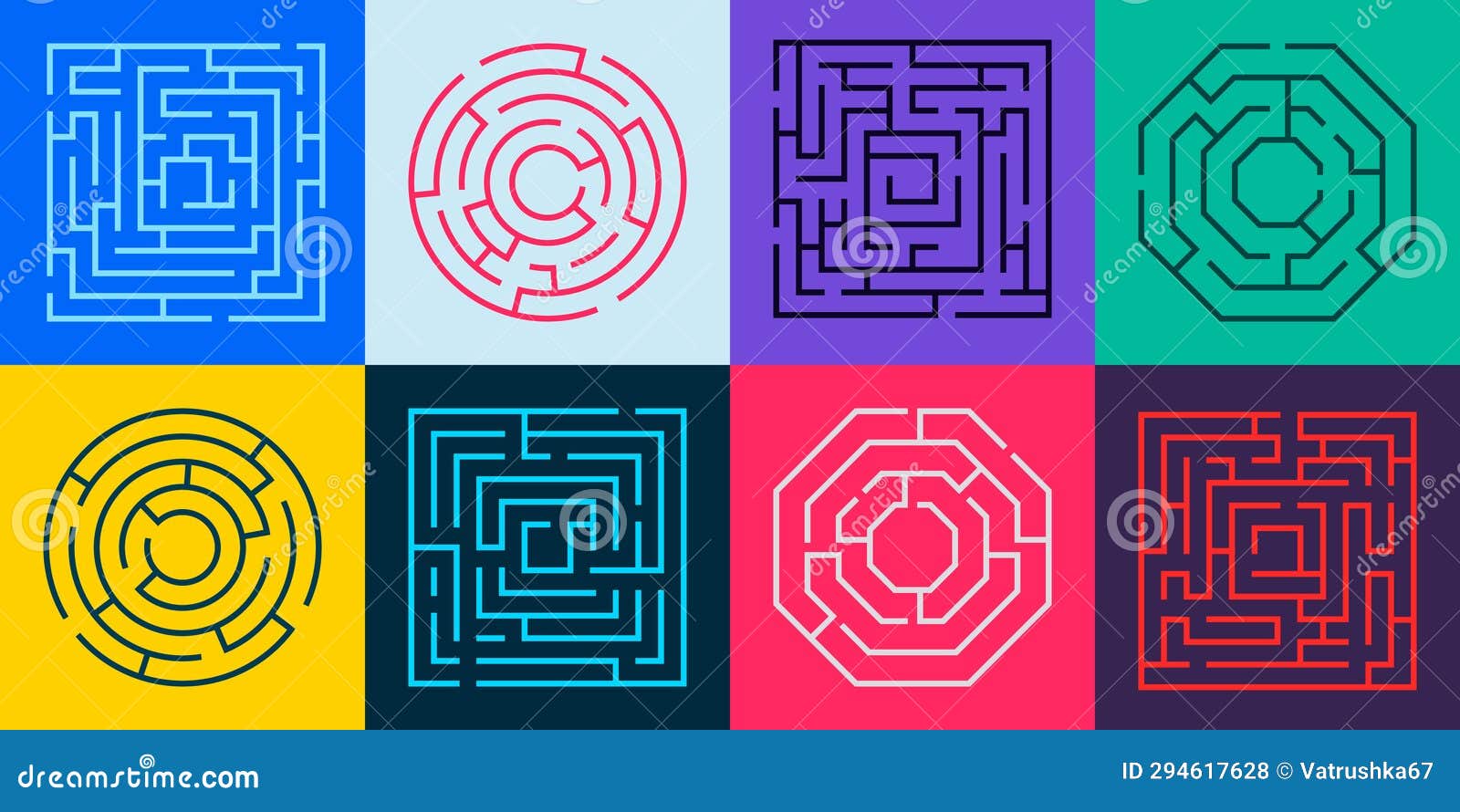 Maze Path. Round Labyrinth Riddle with Wrong Way and Right Way ...