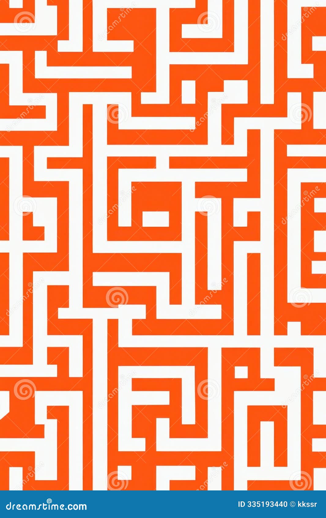 Maze Pattern, Bright Orange and White Maze Pattern Featuring Bold ...