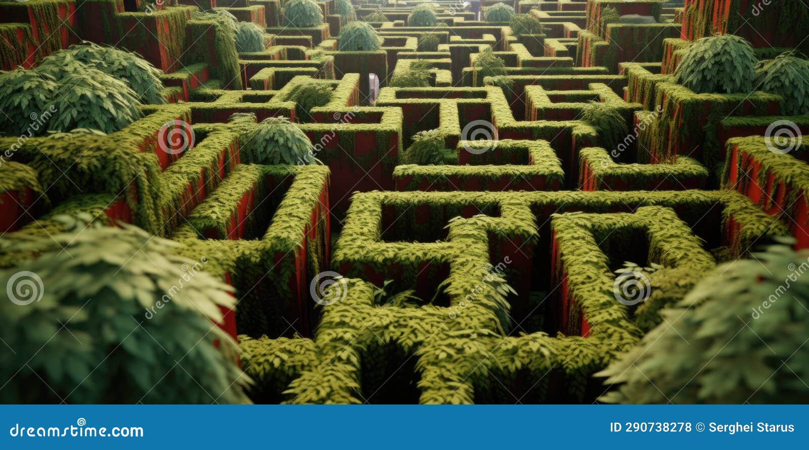 A Maze with Plants Growing Inside of it, AI Stock Photo - Image of ...