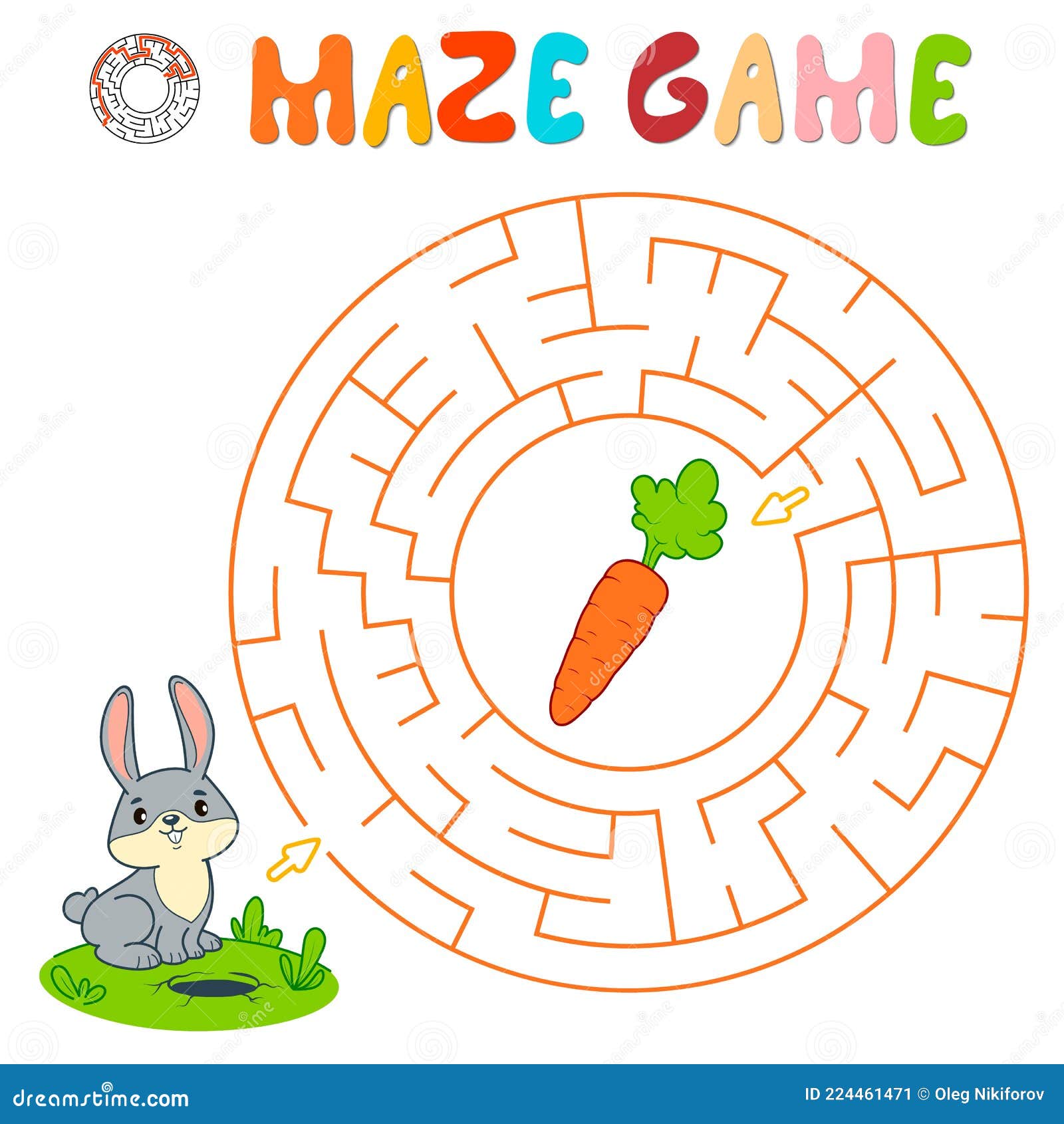 Maze Puzzle Game for Children. Circle Maze or Labyrinth Game with ...