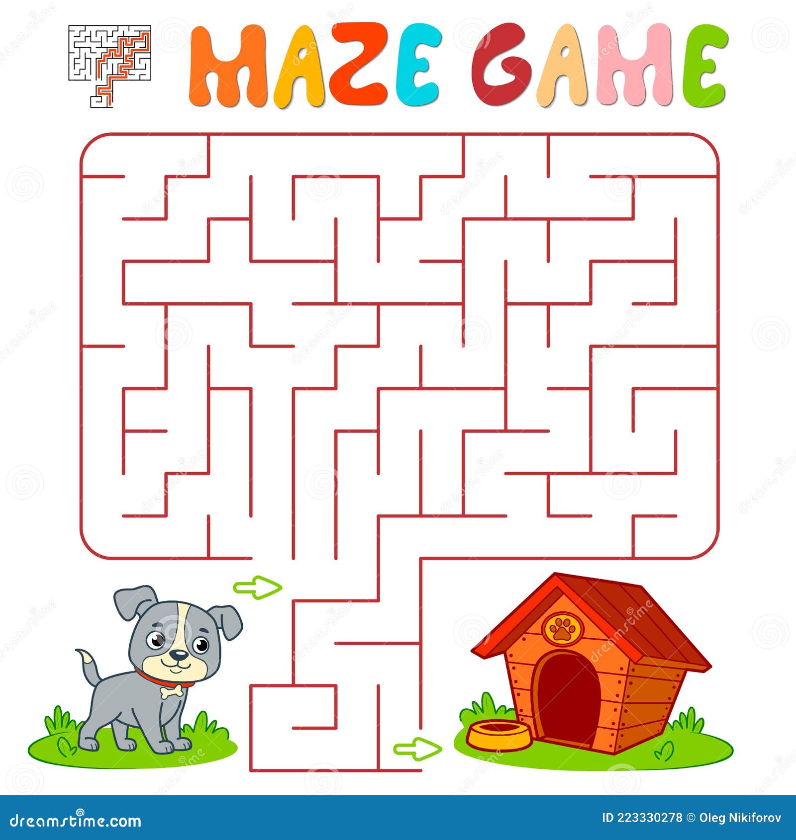 Maze Puzzle Game for Children. Maze or Labyrinth Game with Dog Stock ...