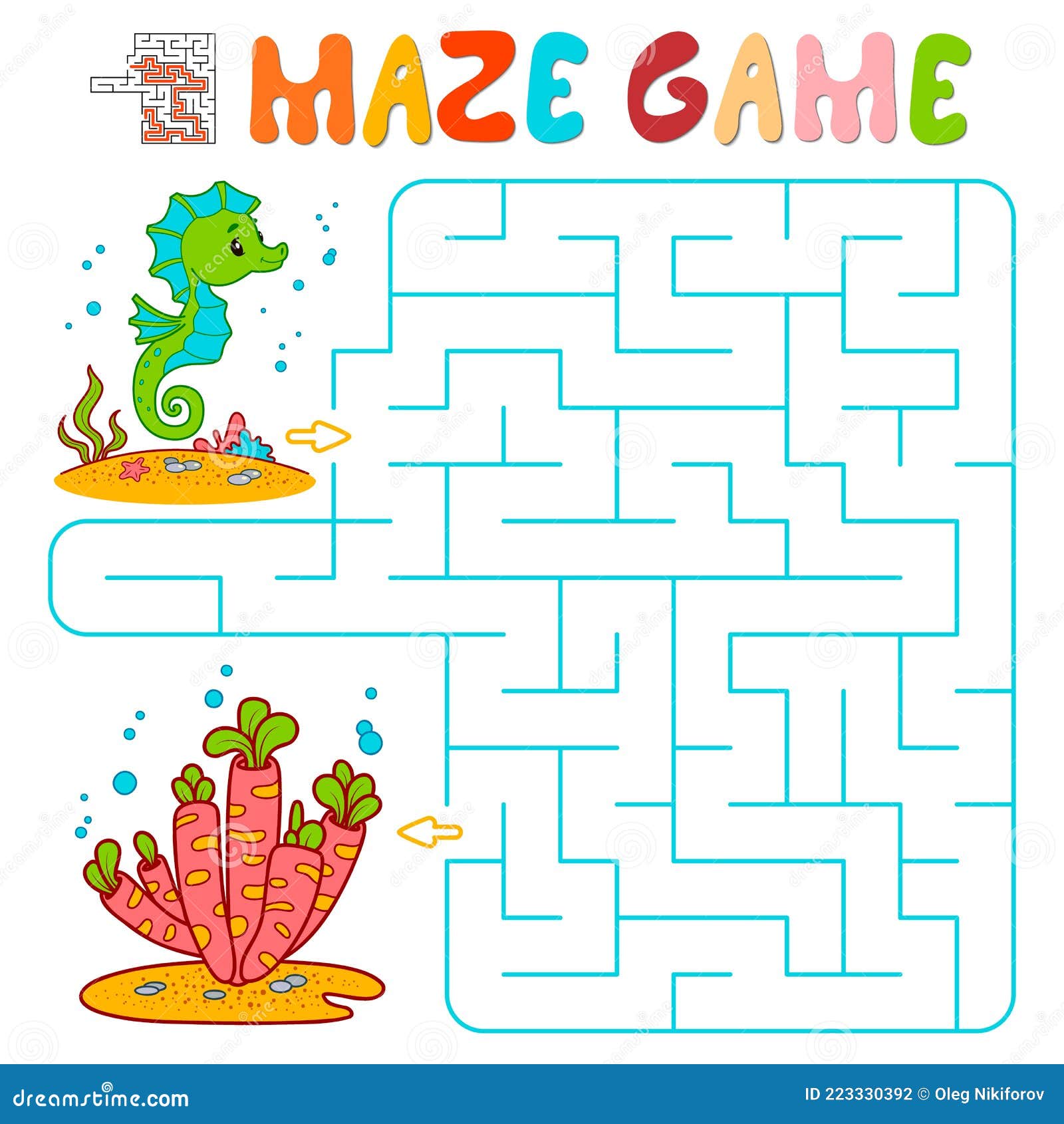 Maze Puzzle Game for Children. Maze or Labyrinth Game with Fish Stock ...