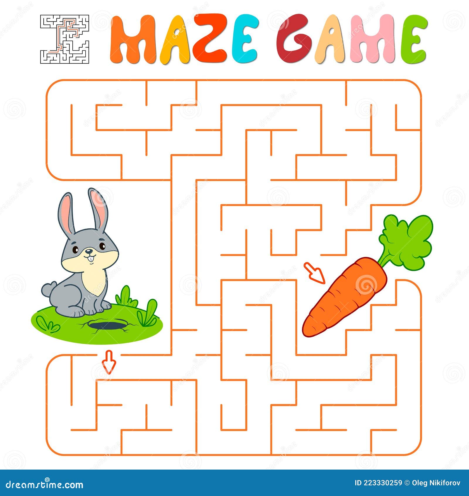 Maze Puzzle Game for Children. Maze or Labyrinth Game with Rabbit Stock ...
