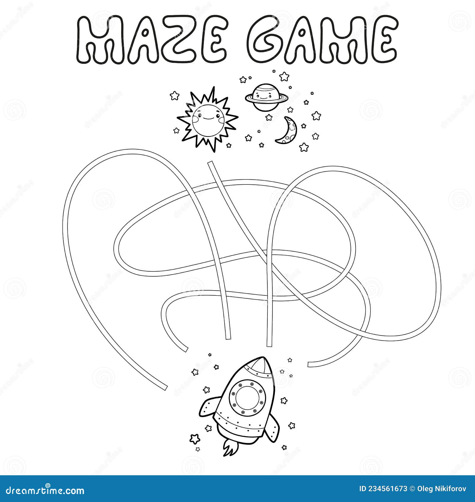 Maze Puzzle Game for Children. Outline Maze or Labyrinth Stock Vector ...