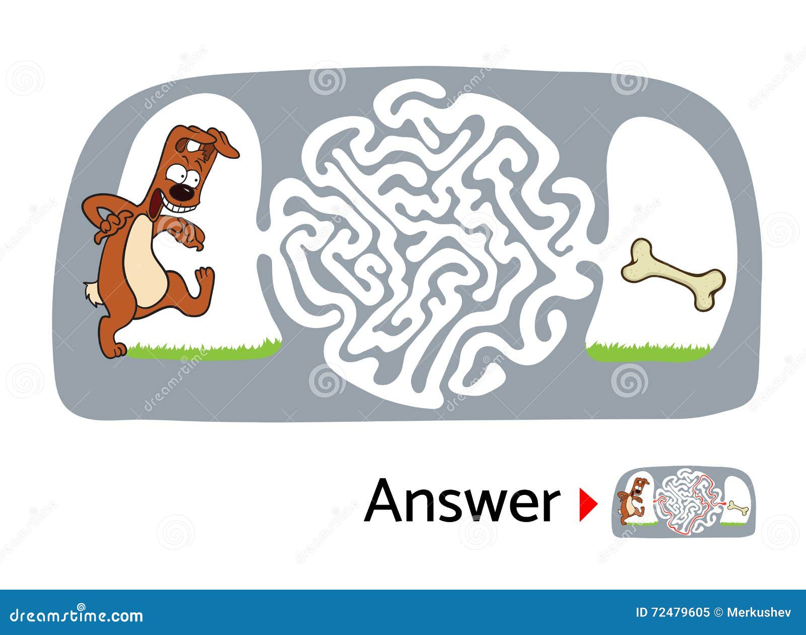 Maze Puzzle for Kids with Dog and Bone. Labyrinth Illustration ...