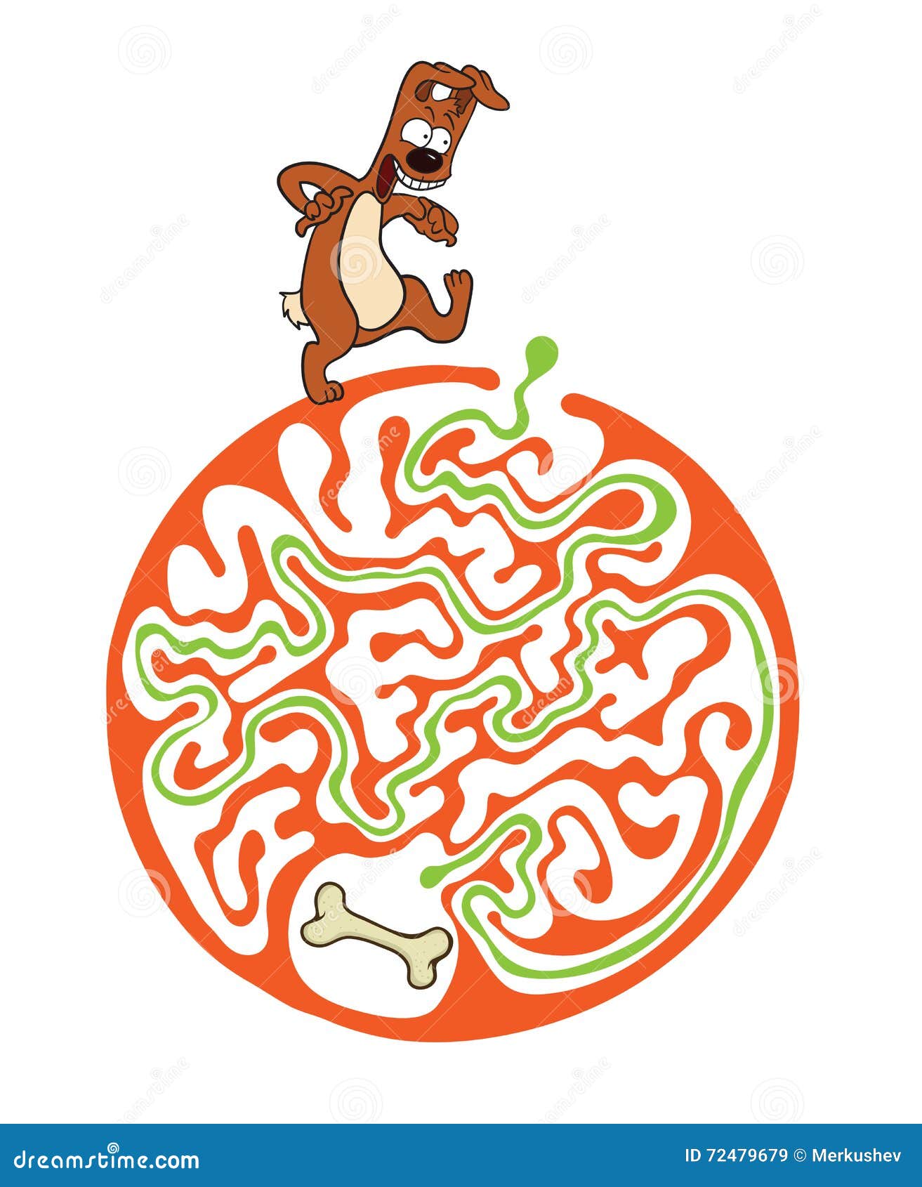 Maze Puzzle for Kids with Dog and Bone. Labyrinth Illustration ...