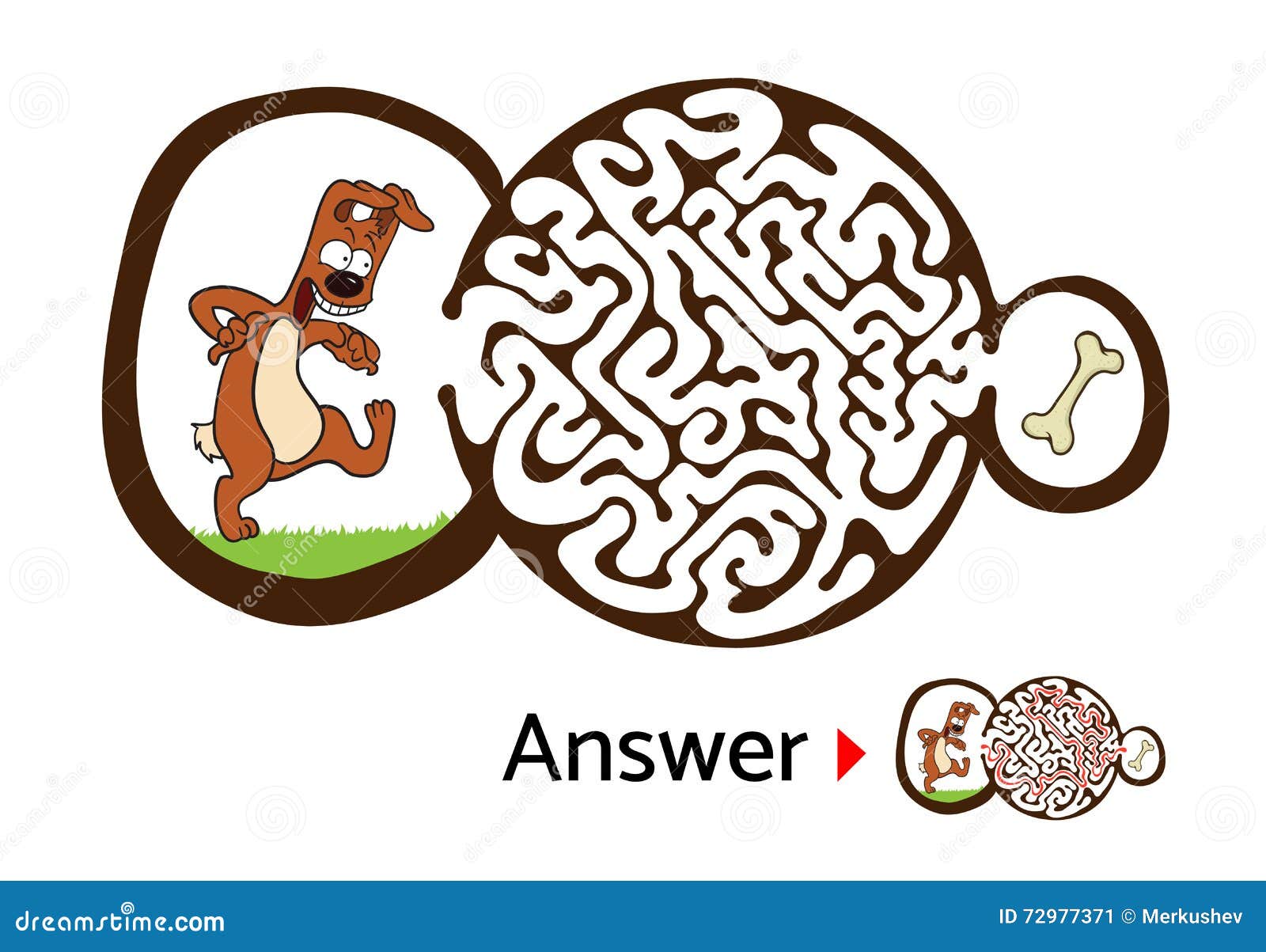 Maze Puzzle for Kids with Dog and Bone. Labyrinth Illustration ...