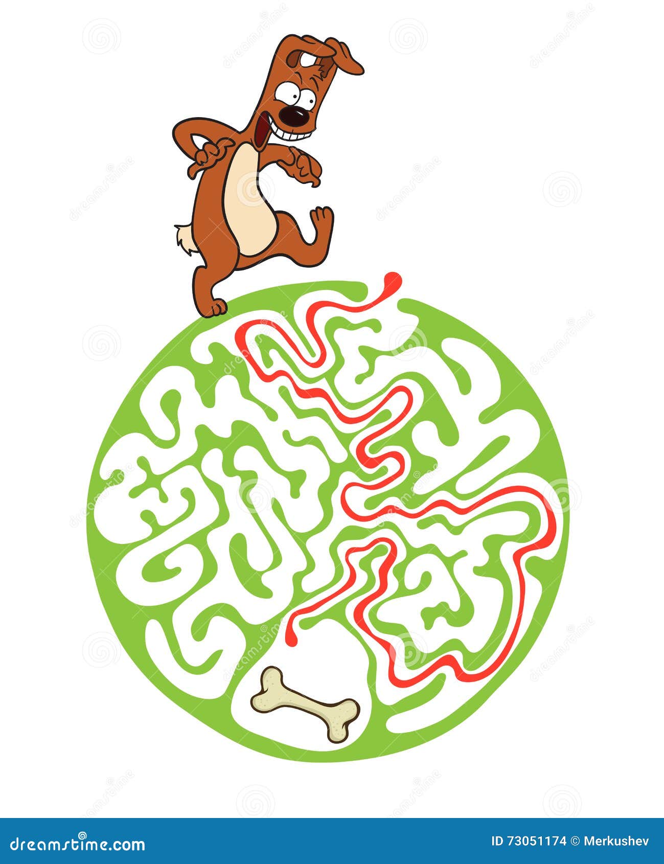 Maze Puzzle for Kids with Dog and Bone. Labyrinth Illustration ...