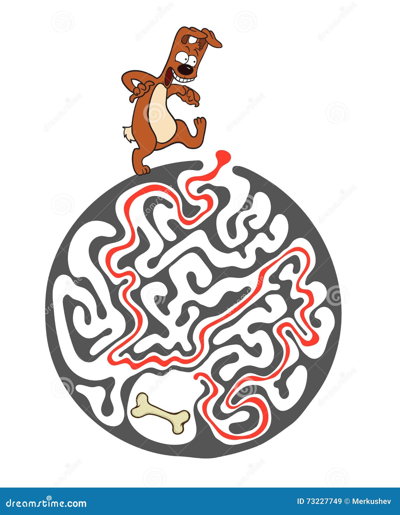 Maze Puzzle for Kids with Dog and Bone. Labyrinth Illustration ...