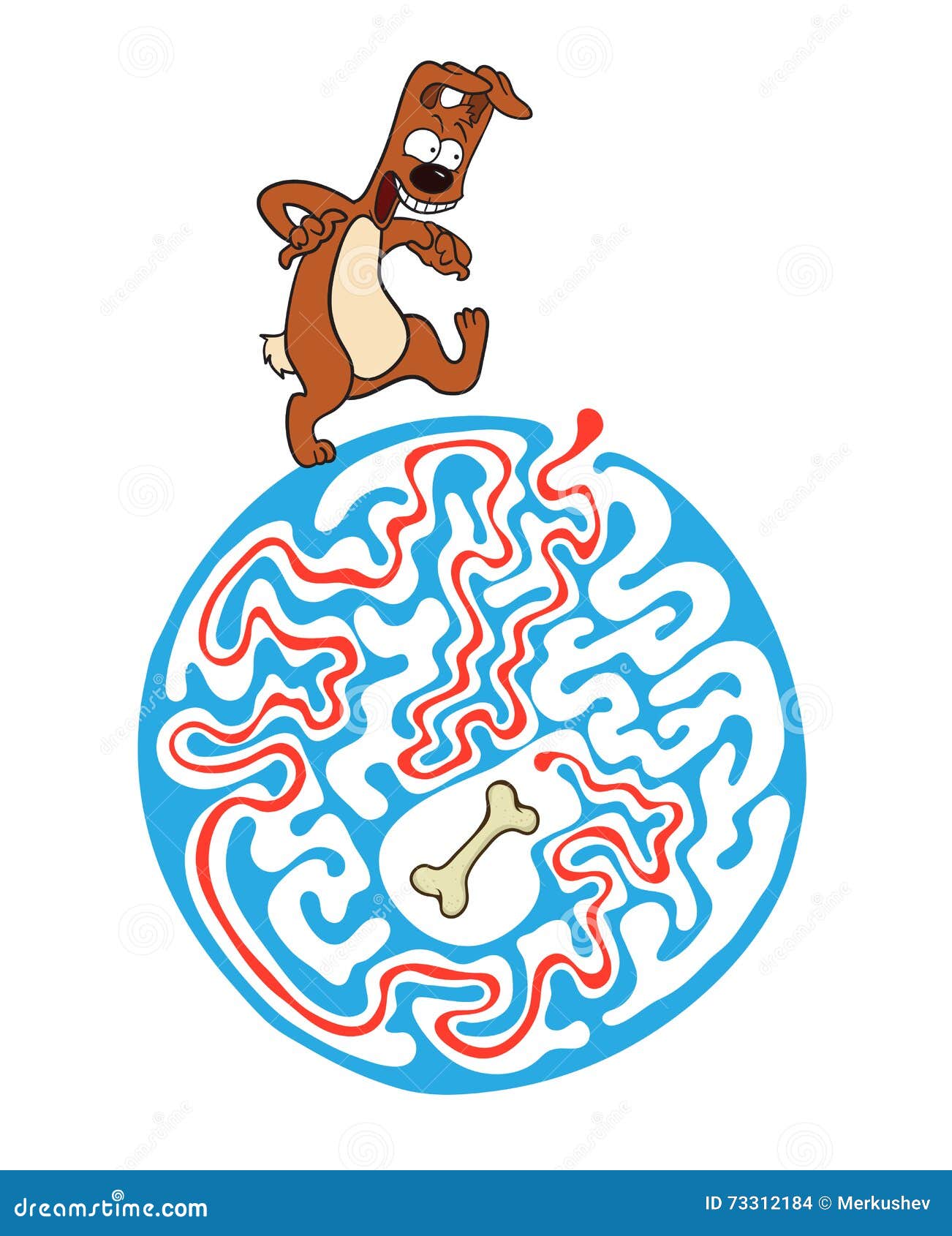 Maze Puzzle for Kids with Dog and Bone. Labyrinth Illustration ...