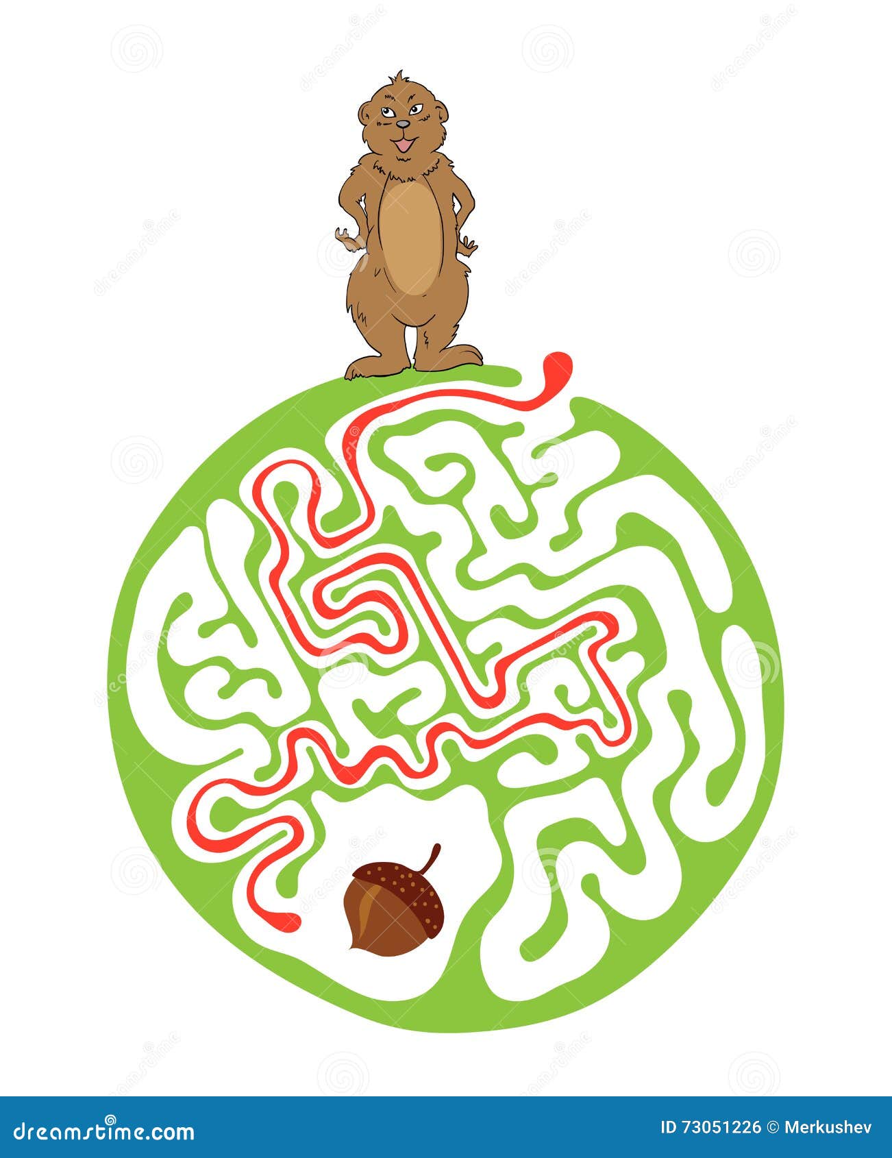 Maze Puzzle for Kids with Marmot and Nut. Labyrinth Illustration ...