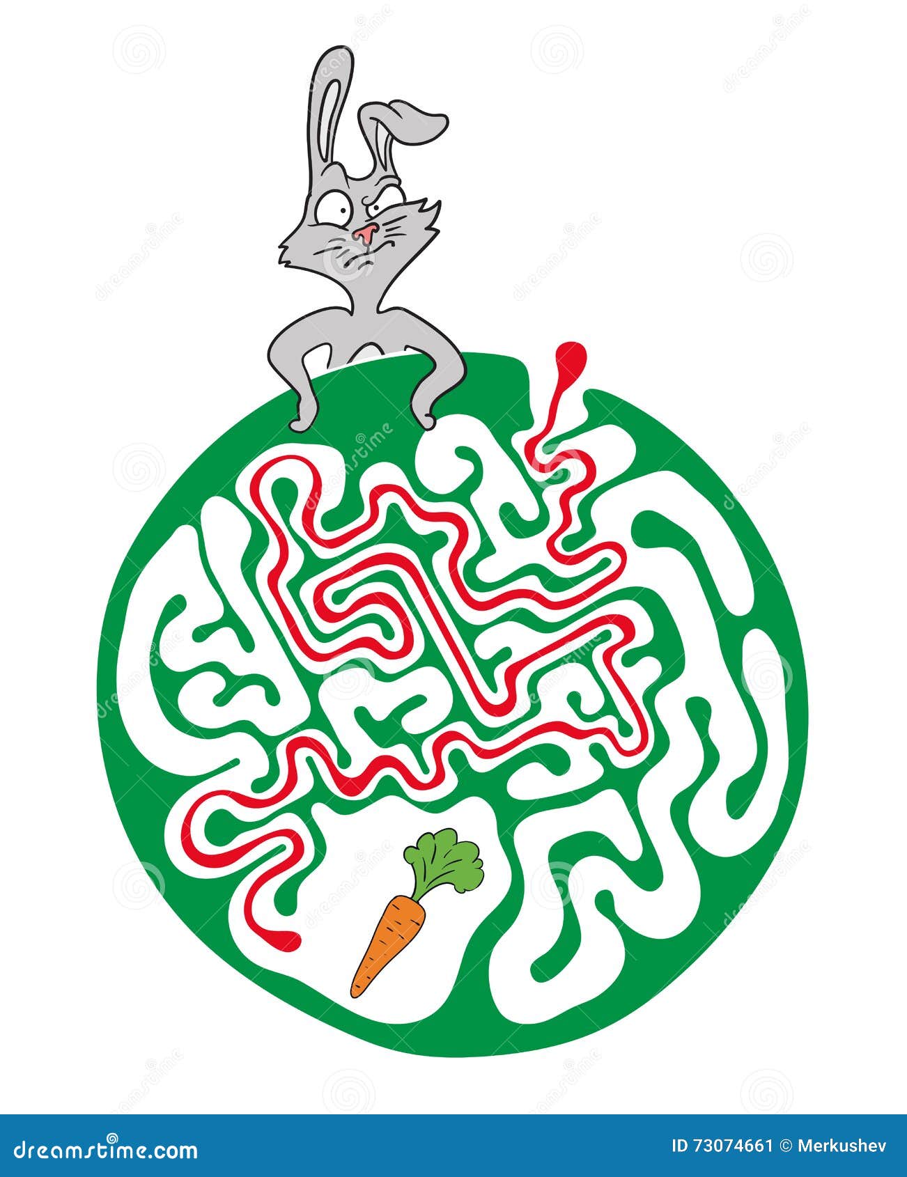 Maze Puzzle for Kids with Rabbit and Carrot. Labyrinth Illustration ...