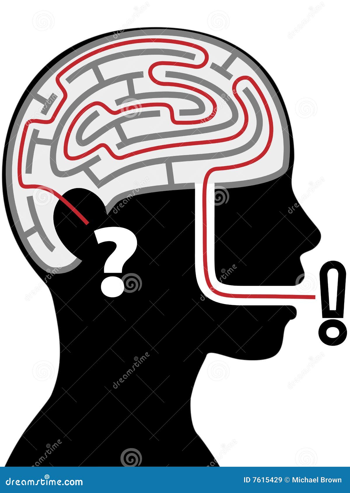 Maze Puzzle Silhouette Person Head Question Answer Stock Vector ...