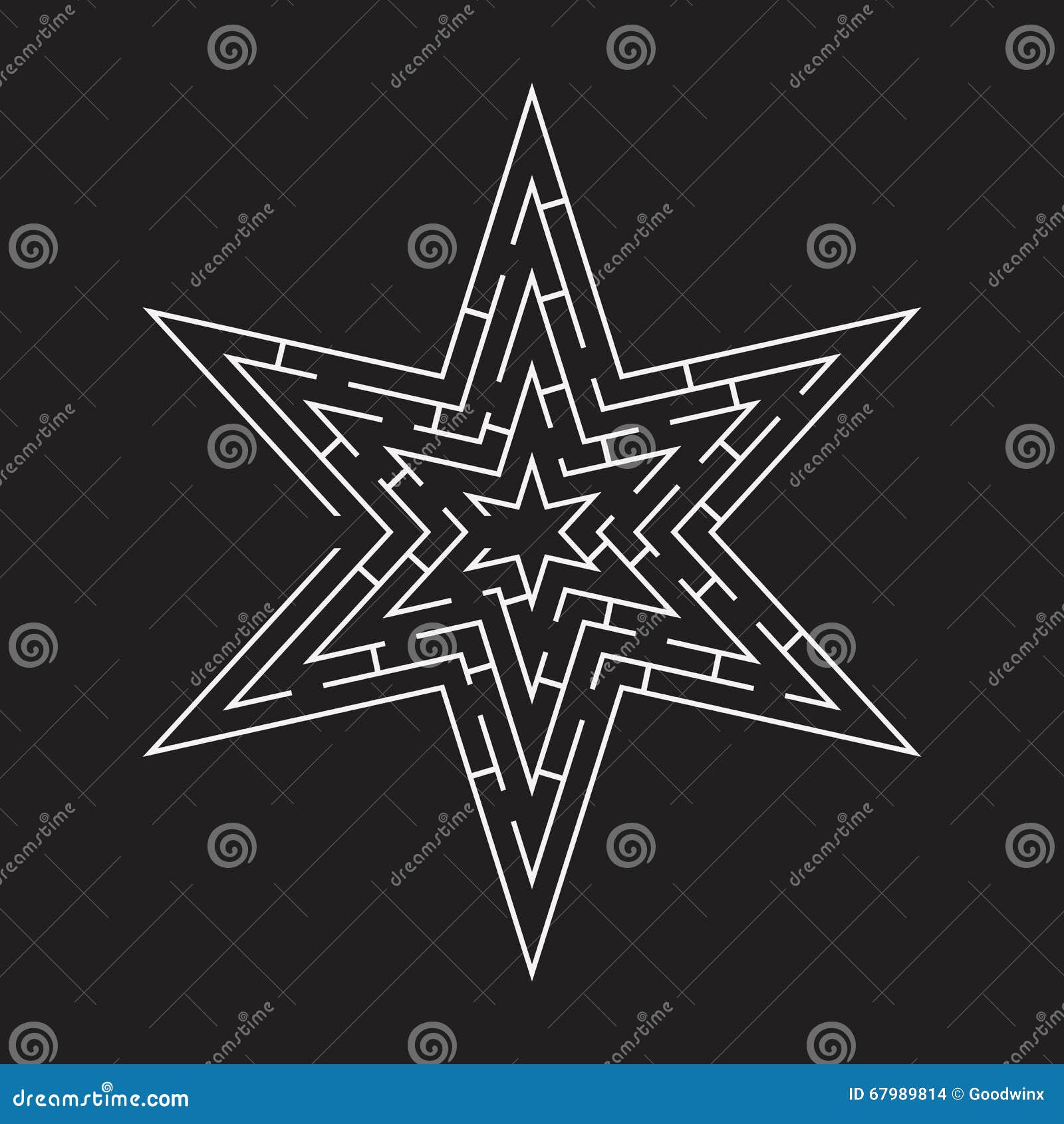 Maze Puzzle a Star Shape Black Stock Vector - Illustration of lost ...