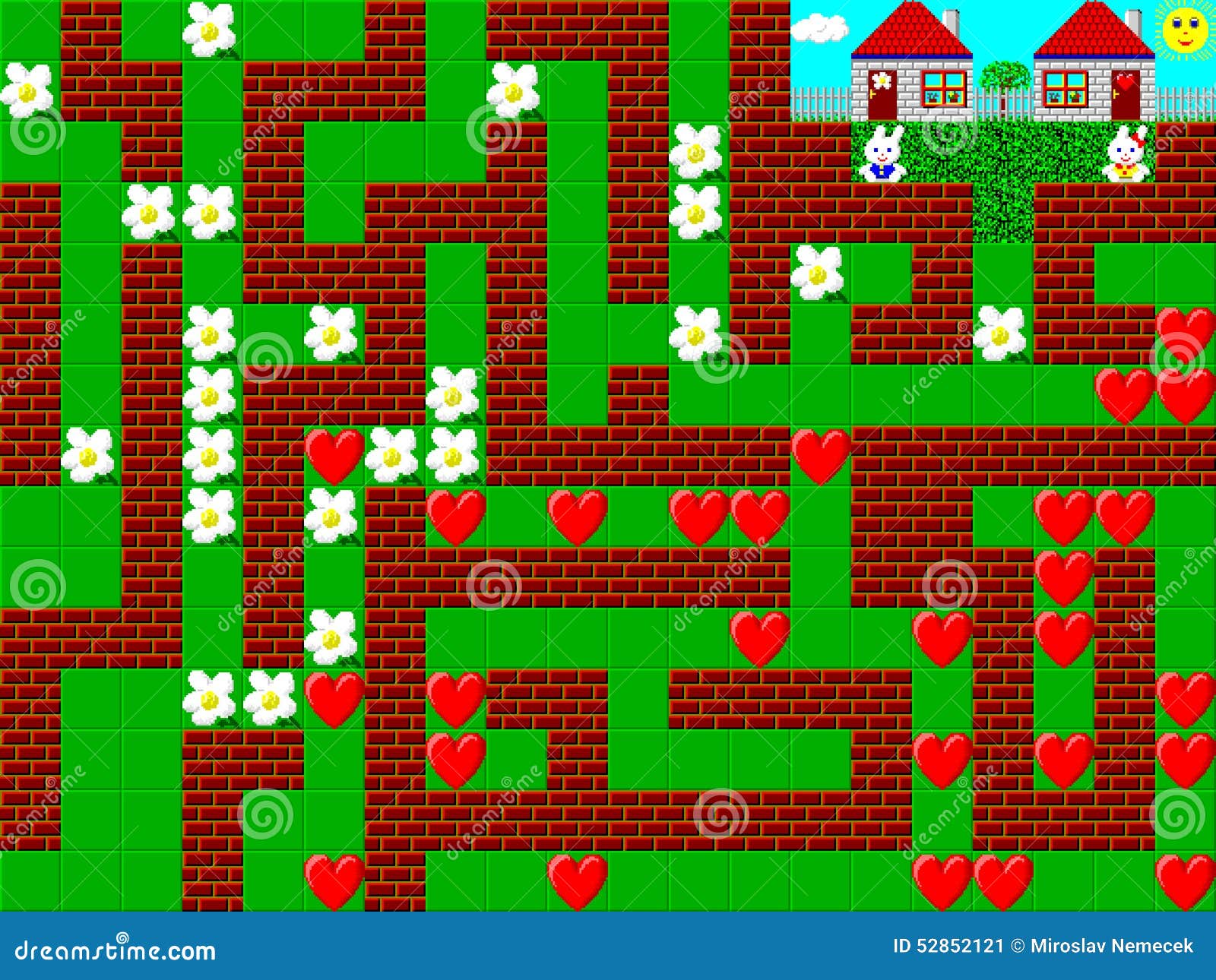 Maze, Retro Style Game Pixelated Graphics Stock Illustration ...