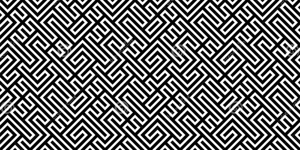 Maze Seamless Geometric Pattern, Labyrinth Vector Abstract Background ...