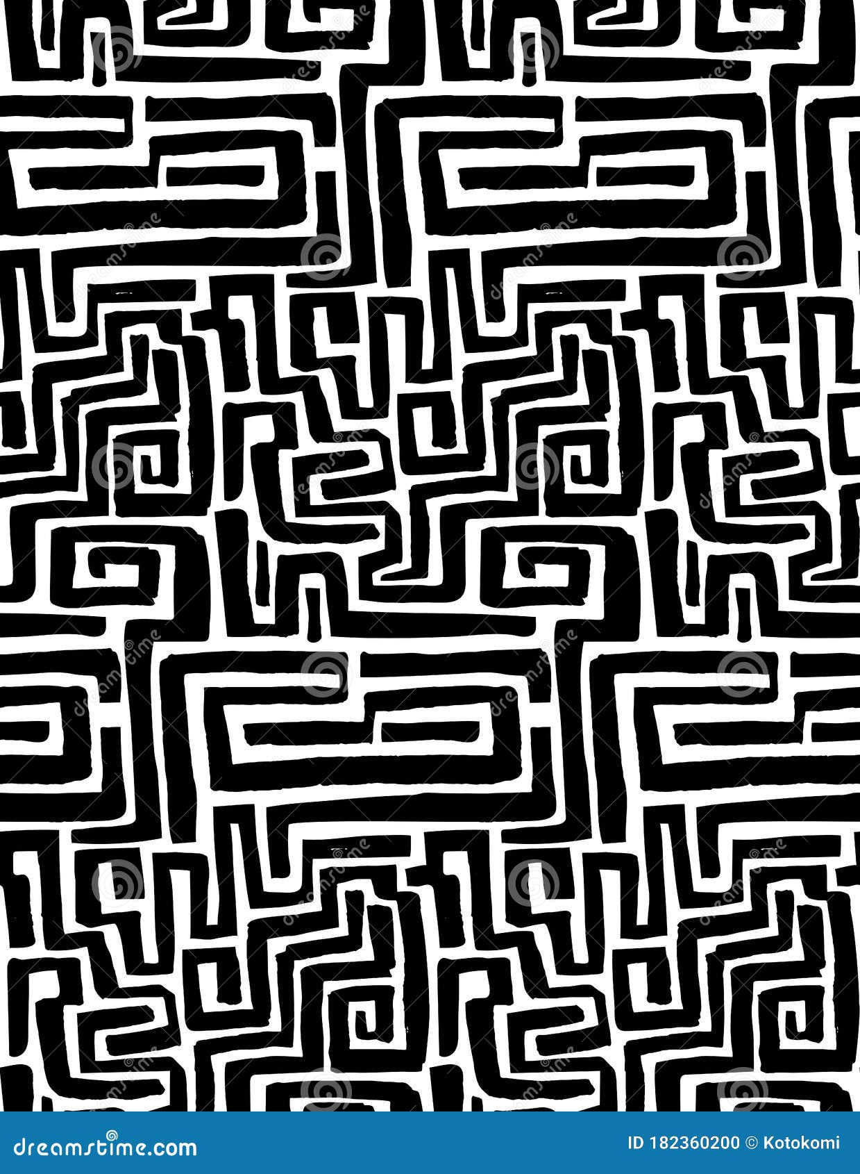 Maze Seamless Pattern. Hand Drawn Texture with Different Brush Strokes ...