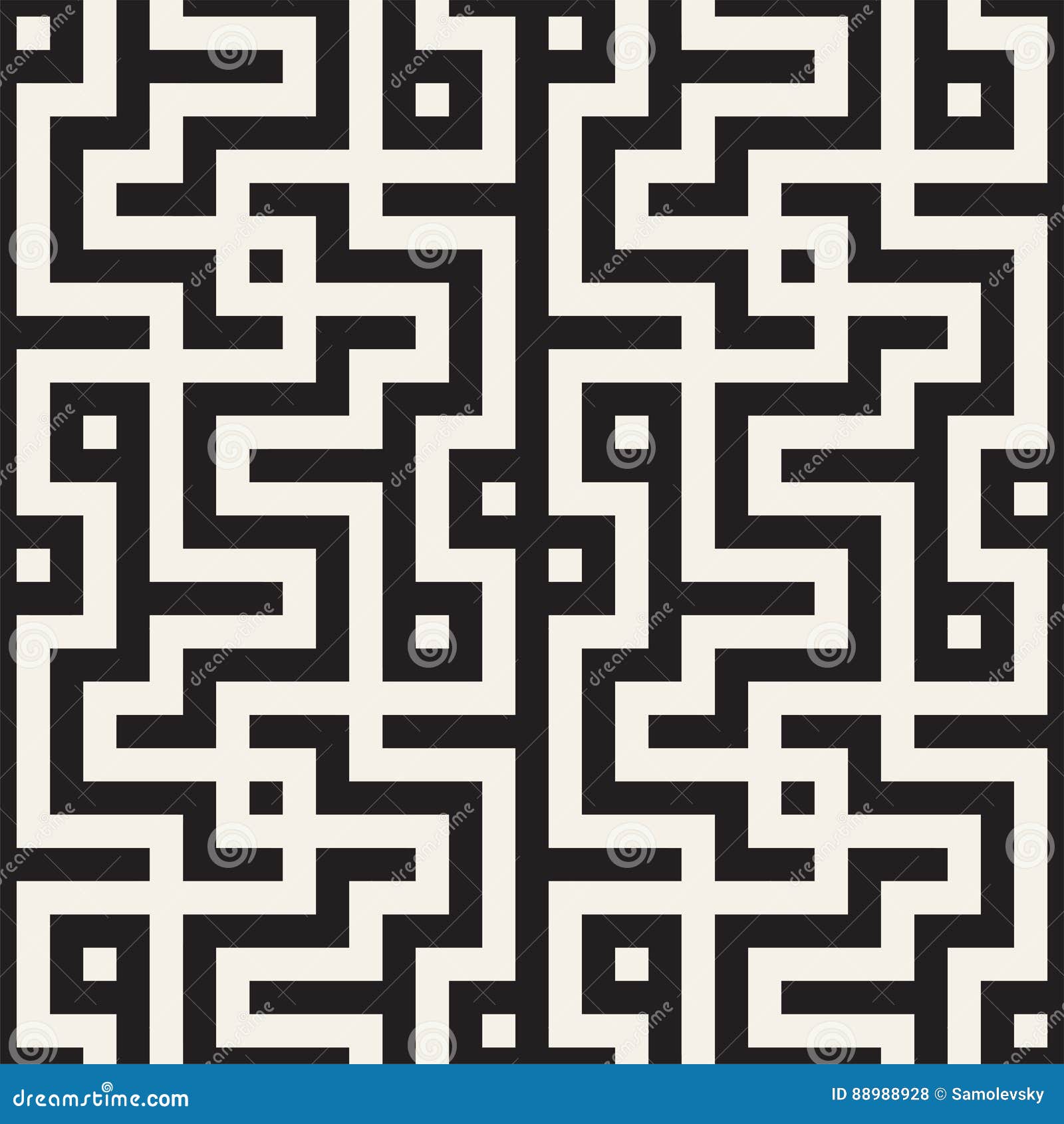 Maze Tangled Lines Contemporary Graphic. Vector Seamless Black And ...