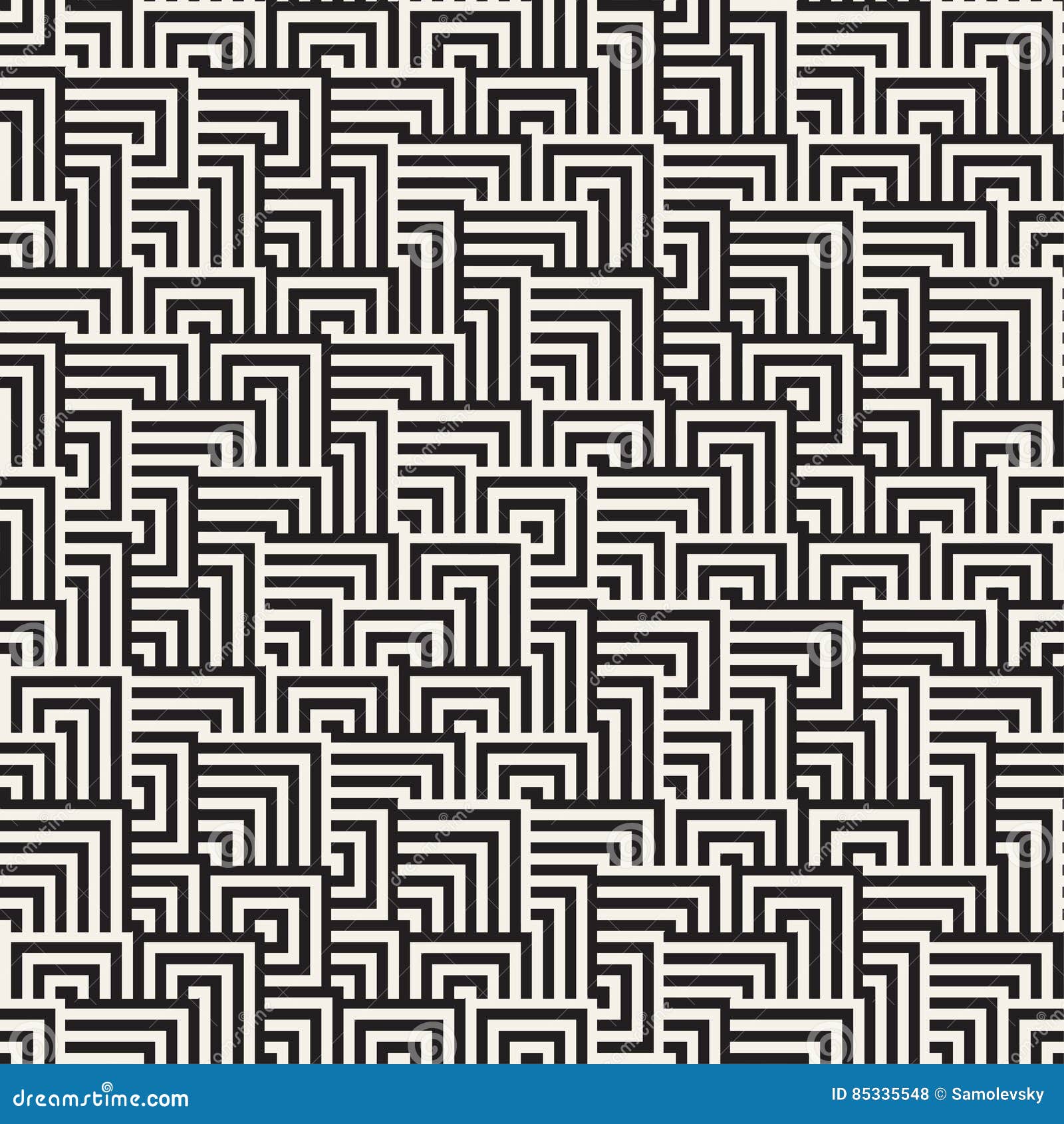 Maze Tangled Lines Contemporary Graphic. Vector Seamless Black and ...