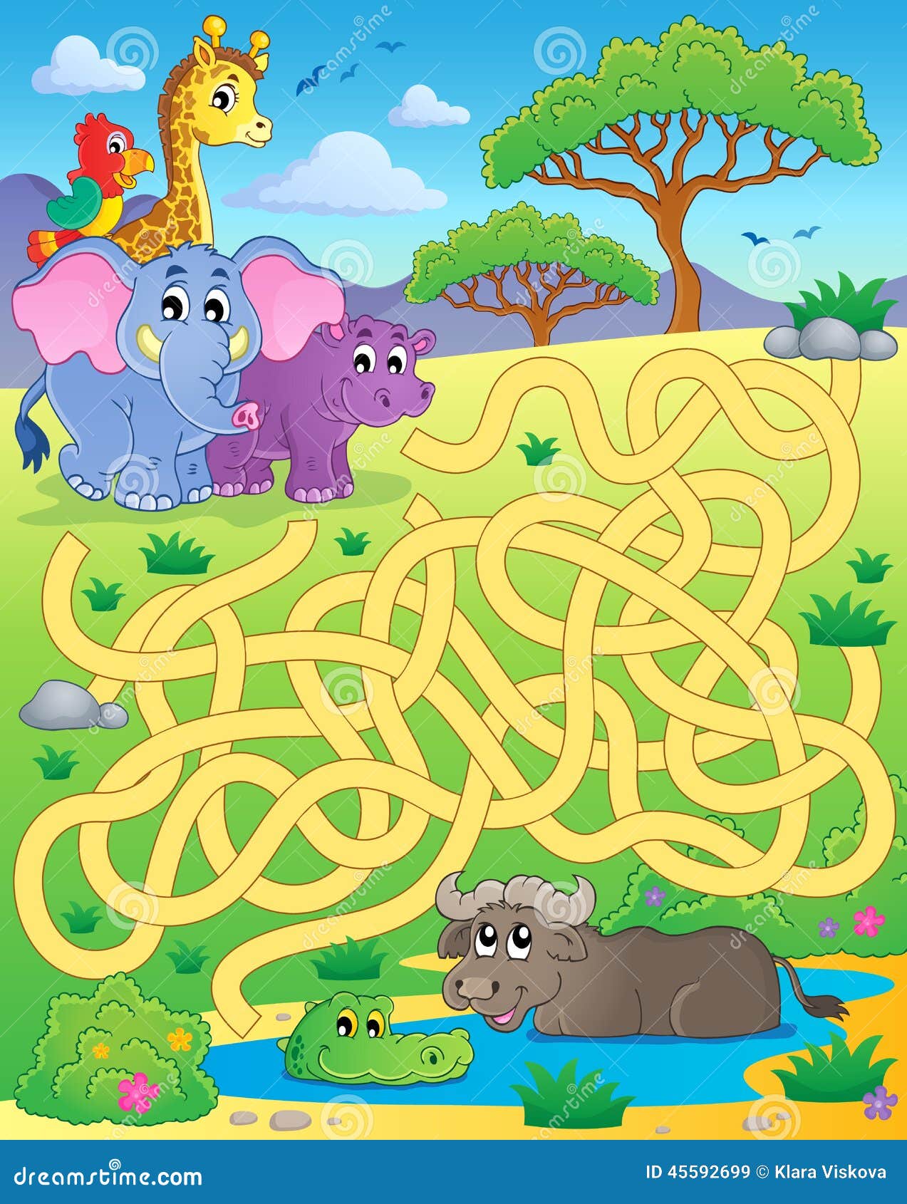 Maze 16 with Tropical Animals Stock Vector - Illustration of eps10 ...