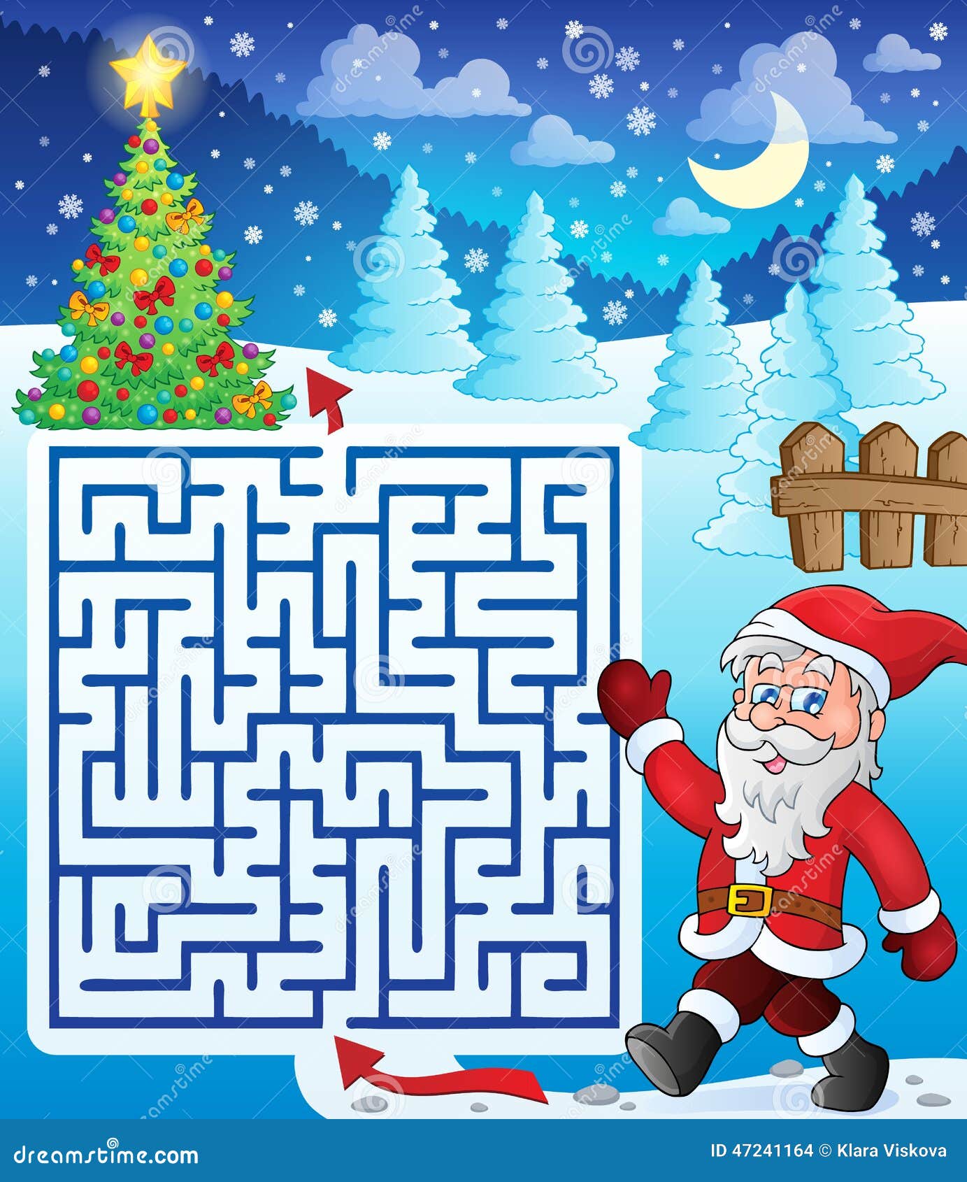 Maze 3 with Walking Santa Claus Stock Vector - Illustration of seasonal ...