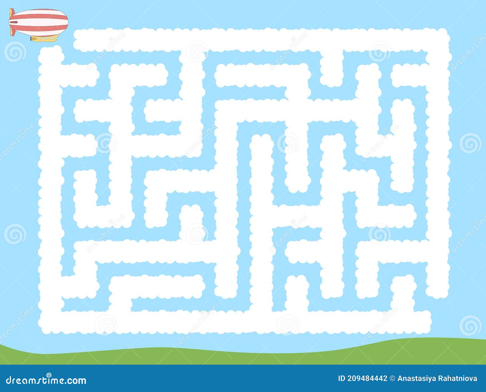 Maze. Zeppeling Flying through the Clouds Stock Vector - Illustration ...