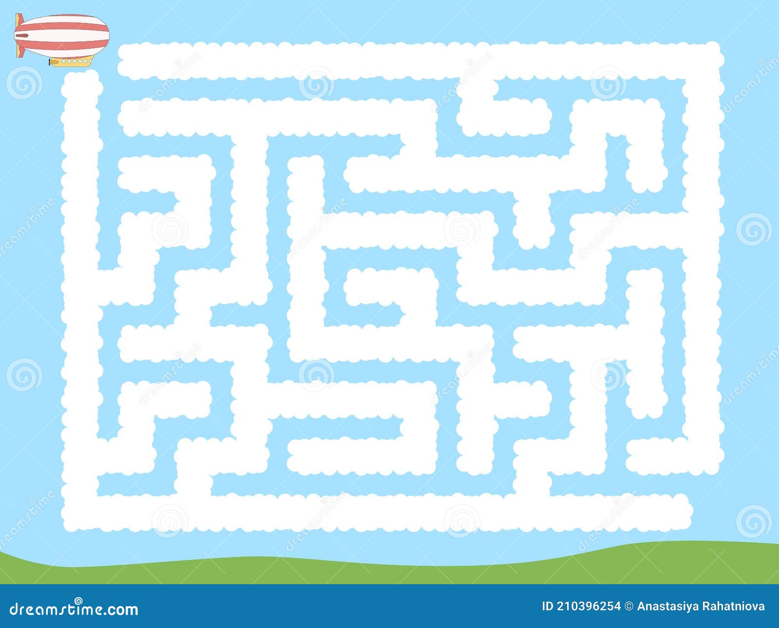 Maze. Zeppeling Flying through the Clouds Stock Vector - Illustration ...