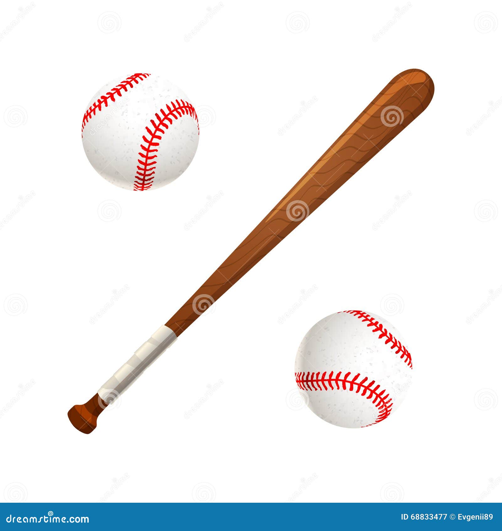 Mazza Da Baseball E Palle Su Bianco Illustrazione di Stock ...