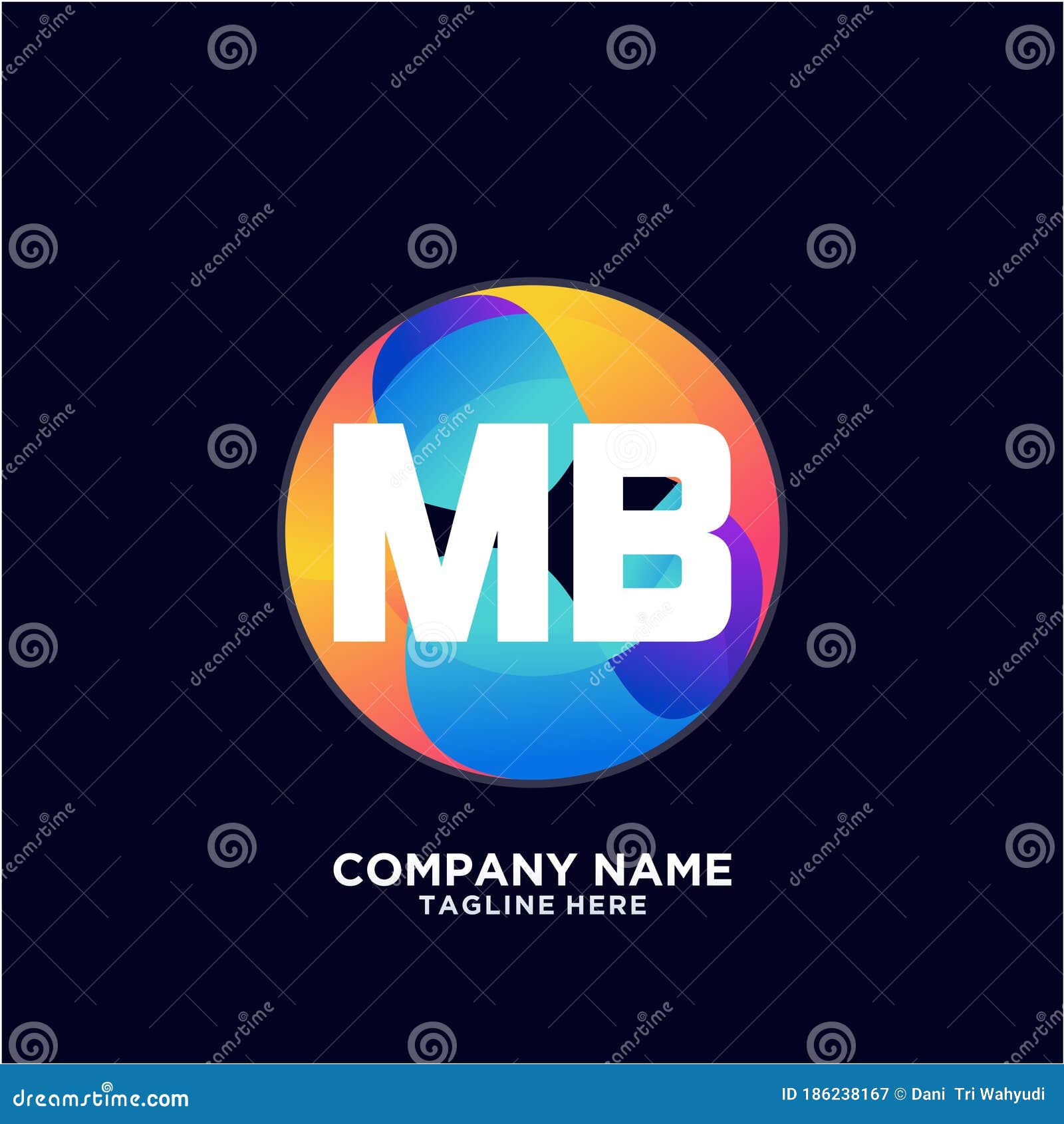 MB Initial Logo with Colorful Circle Template Vector Stock Vector ...