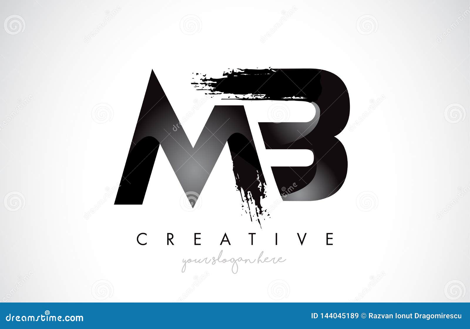 MB Letter Design with Brush Stroke and Modern 3D Look Stock Vector ...