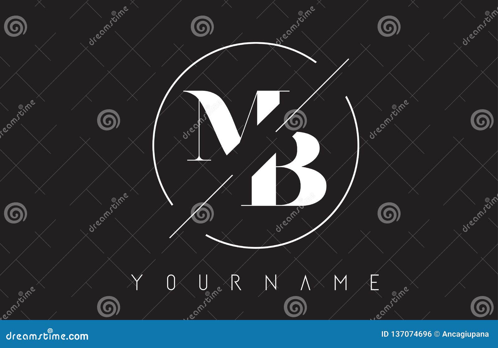 MB Letter Logo with Cutted and Intersected Design Stock Vector ...