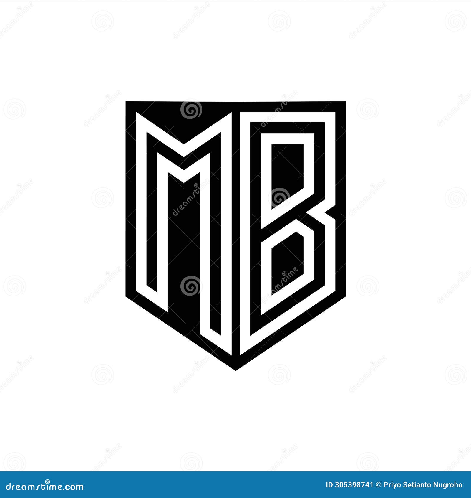 MB Logo Monogram Shield Geometric White Line Inside Black Shield Color ...