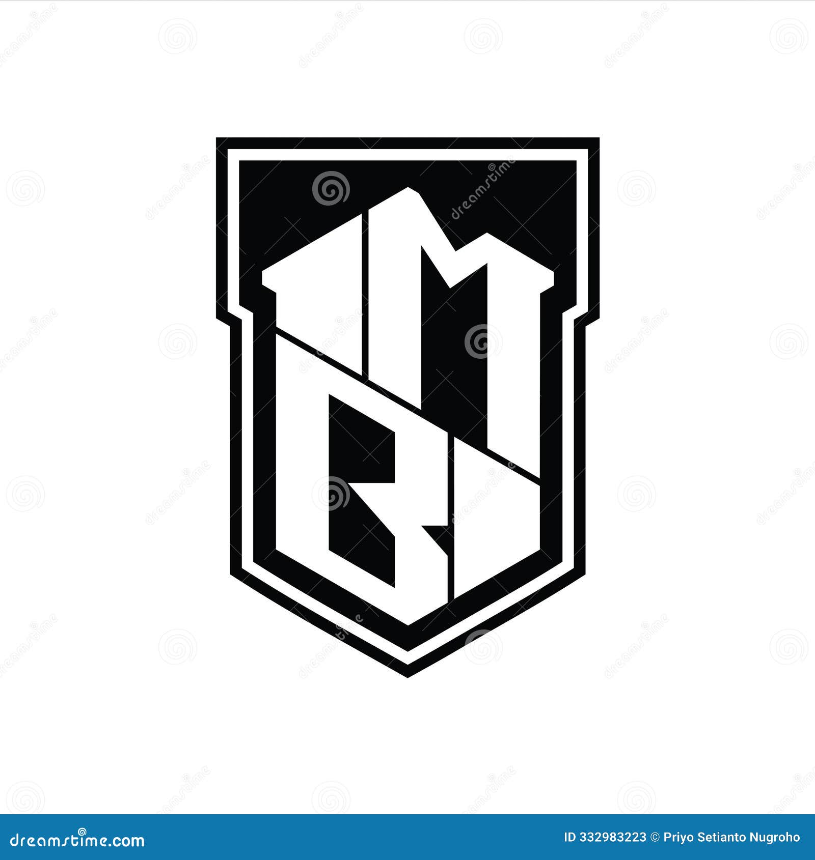 MB Logo Monogram Hexagon Geometric Up and Down Inside Shield Isolated ...