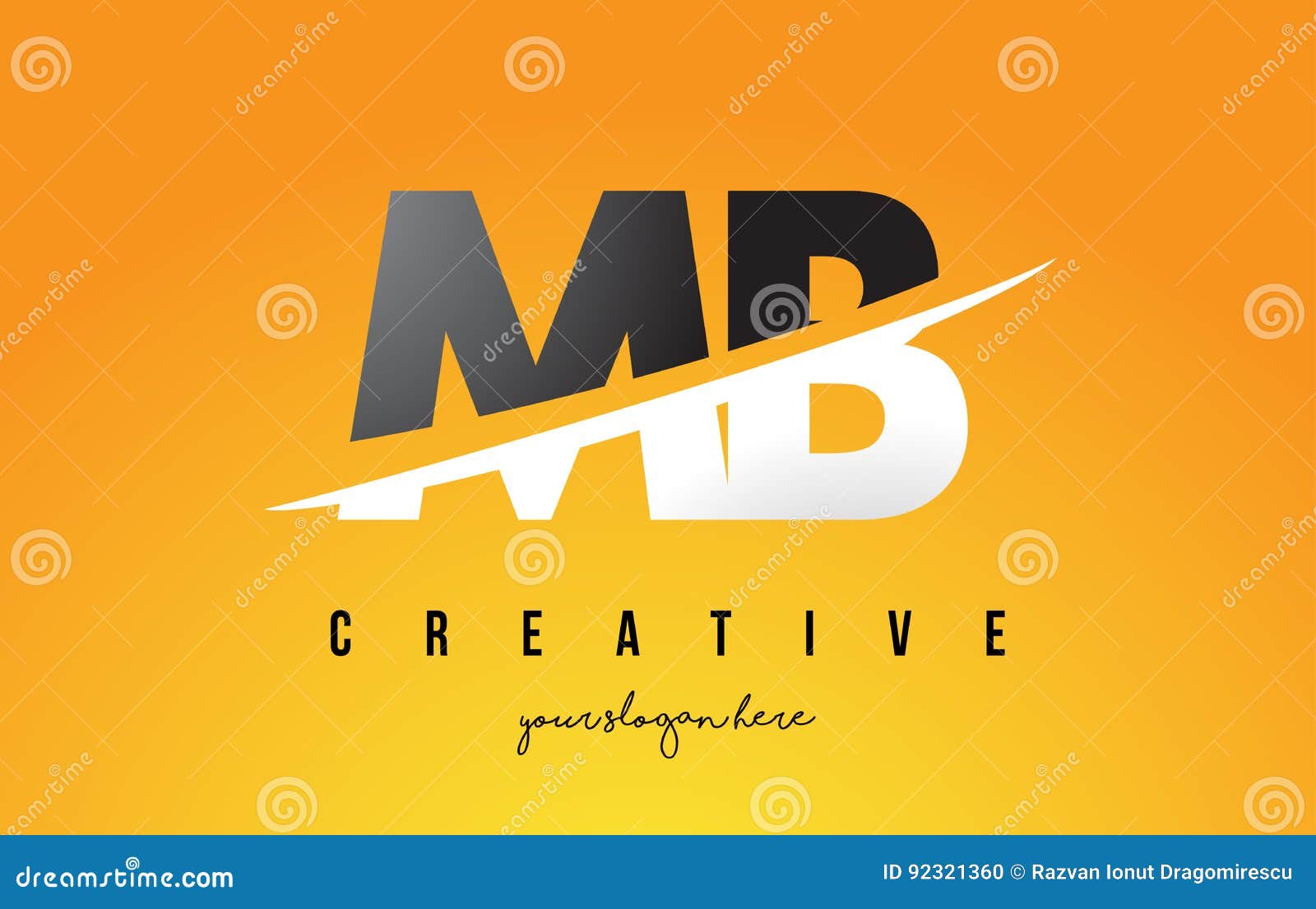 MB M B Letter Modern Logo Design Com Fundo Amarelo E Swoo Ilustração do ...