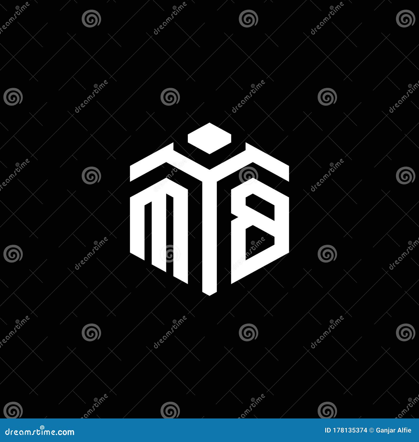 MB Monogram Logo with Abstract Hexagon Style Design Template Stock ...