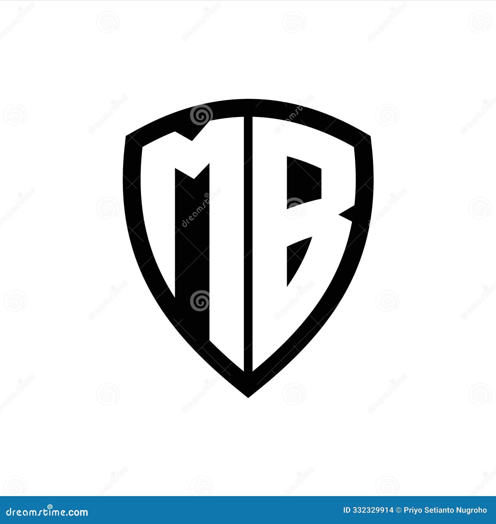 MB Monogram Logo with Bold Letters Shield Shape with Black and White ...