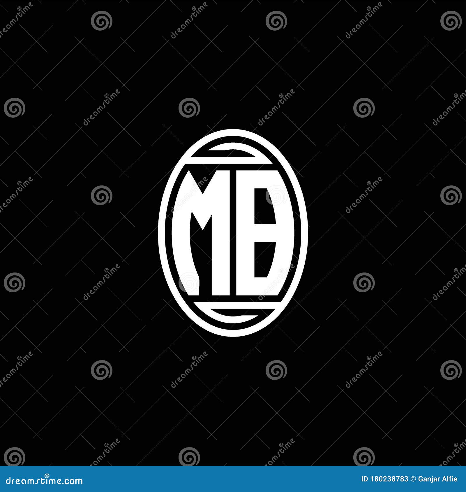 MB Monogram Logo Isolated on Oval Rotate Shape Stock Vector ...