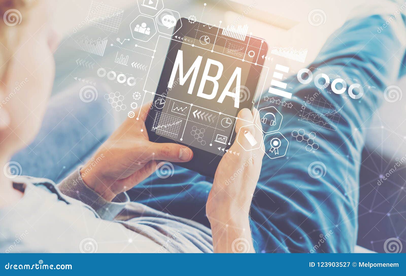 MBA with Man Using a Tablet Stock Image - Image of college, education ...