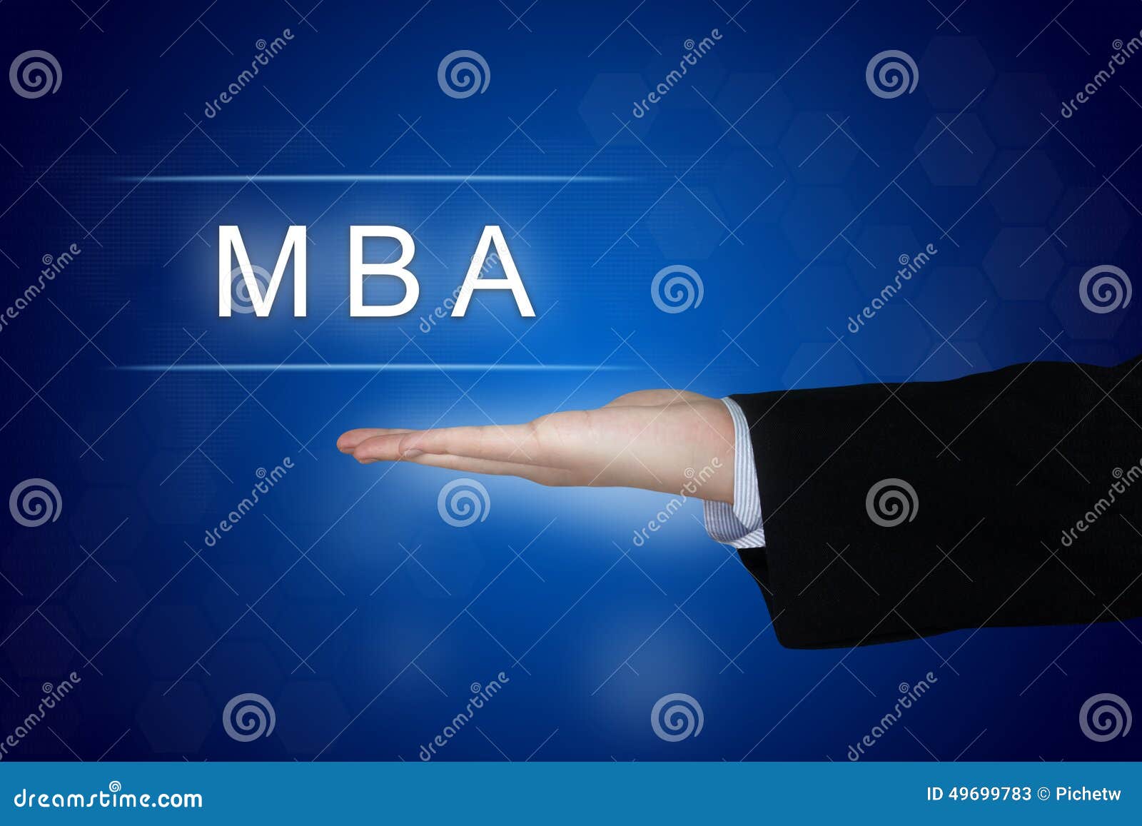 MBA or Master of Business Administration Button on Blue Background ...