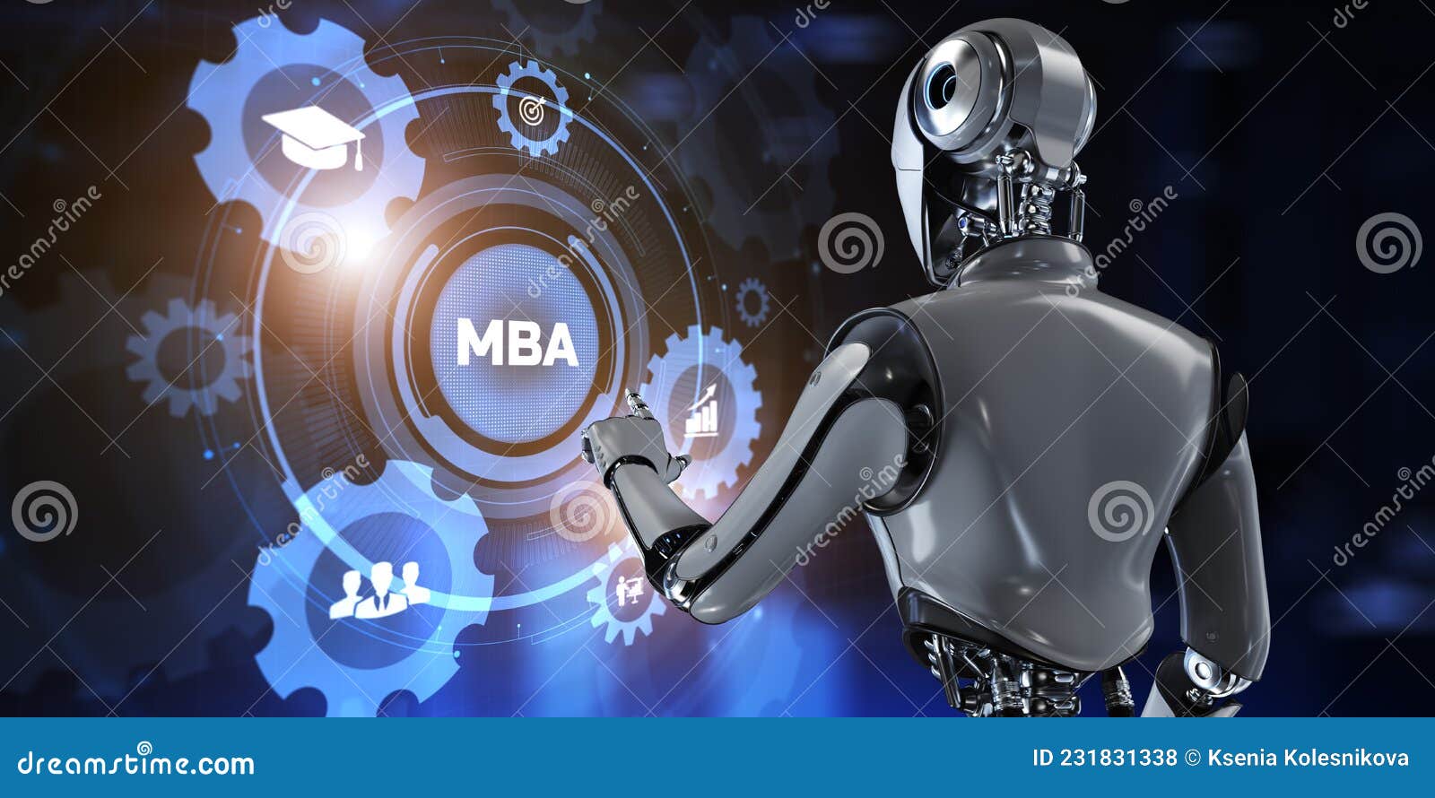 MBA Master Business Administration Education. Robot Pressing Virtual ...