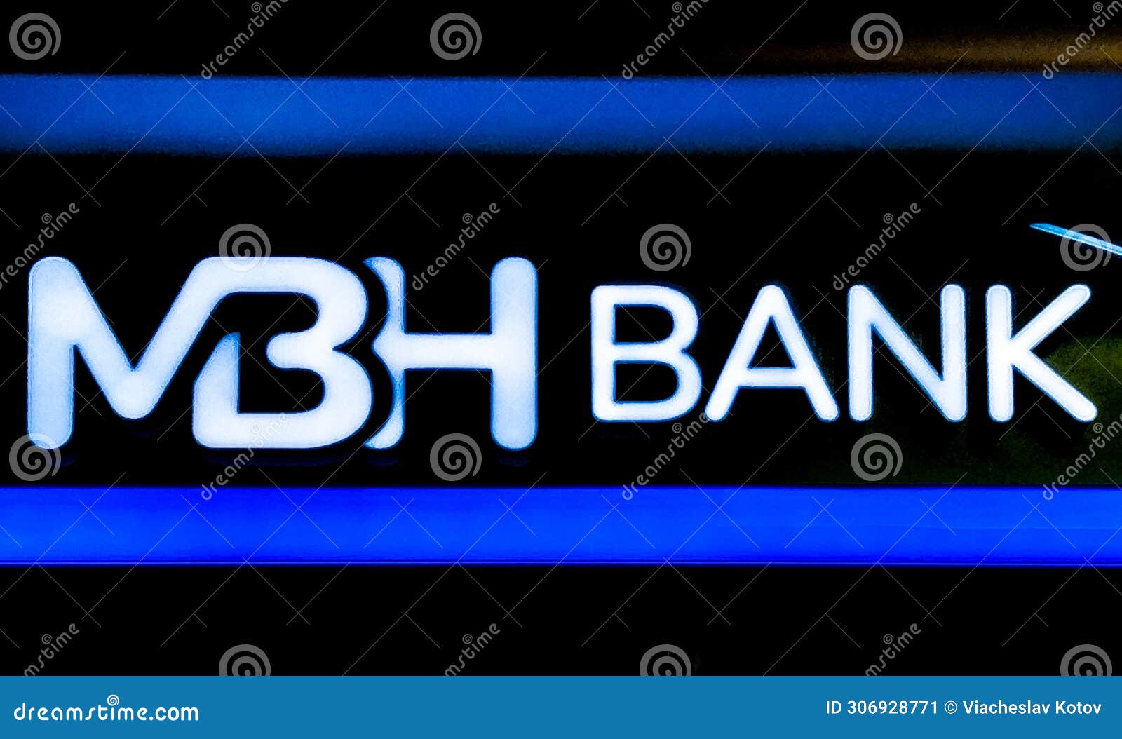 MBH Bank Logo in Neon and LED Glow Editorial Photo - Image of blue ...