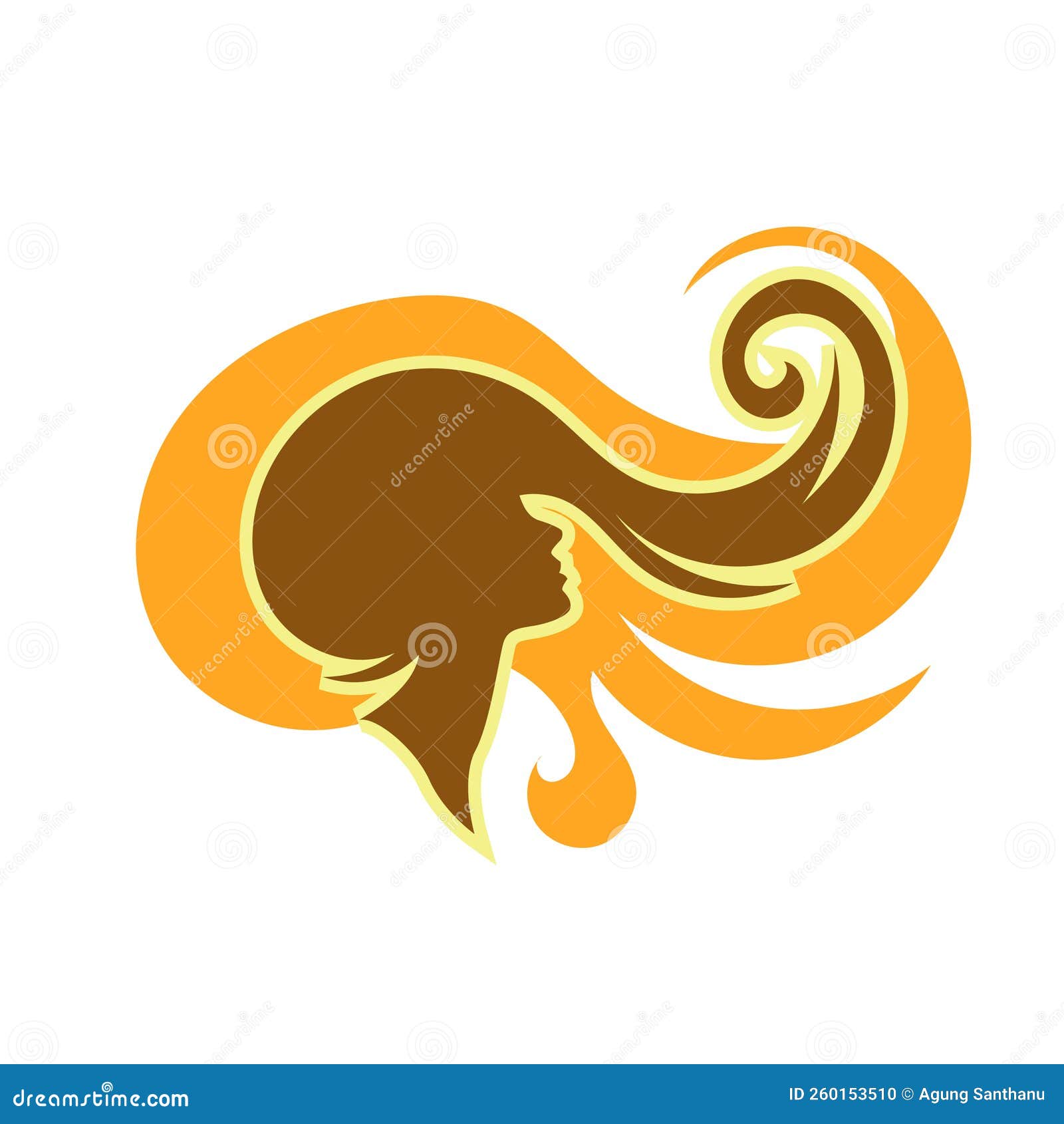 Silhouette of Woman Head Profile with Stylized Hair Shape. Stock Vector ...