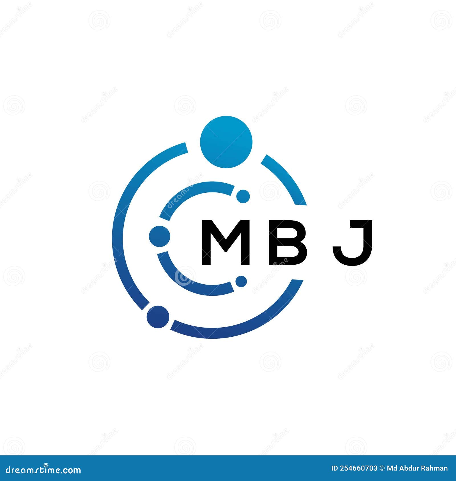 MBJ Letter Technology Logo Design on White Background. MBJ Creative ...