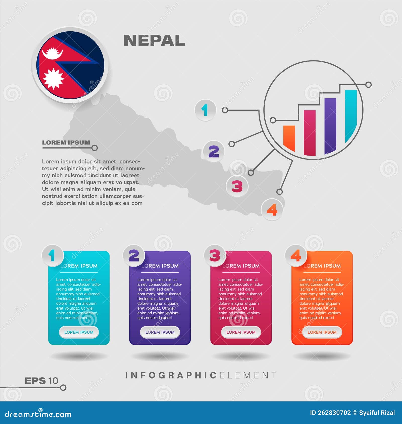 Infographic For Nepal, Detailed Map Of Nepal With Flag Cartoon Vector ...