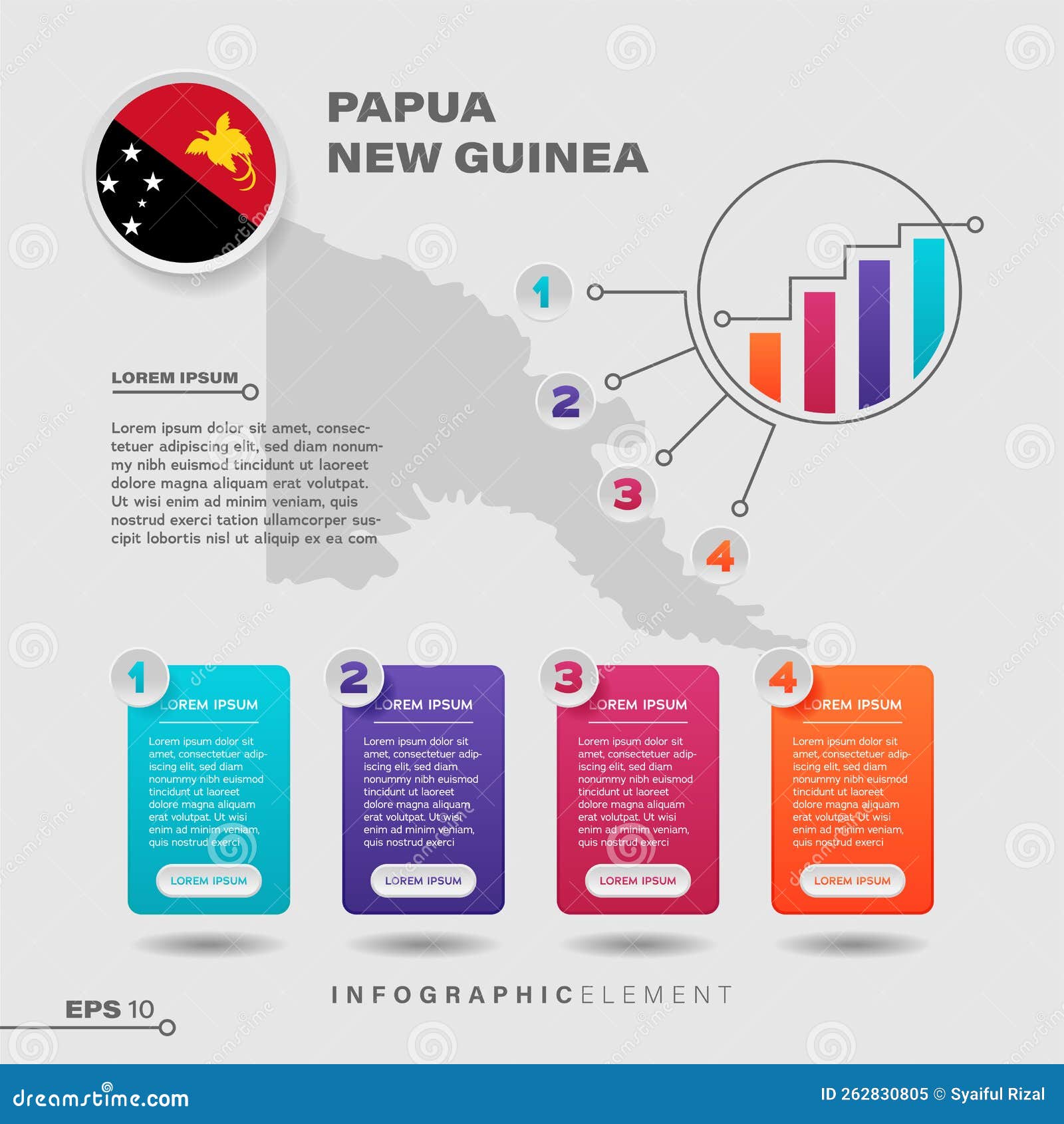 Papua New Guinea Chart Infographic Element Stock Illustration ...