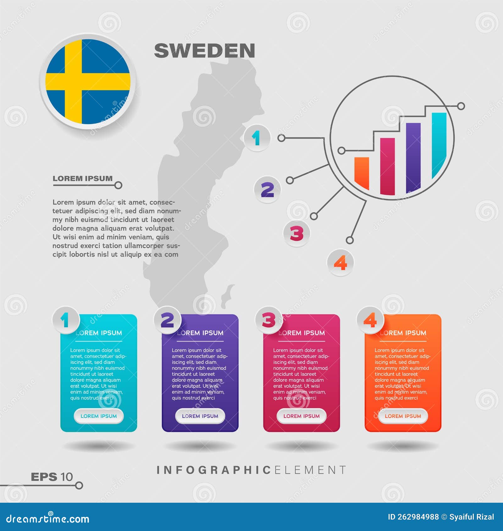 Infographic For Sweden, Detailed Map Of Sweden With Flag Vector ...